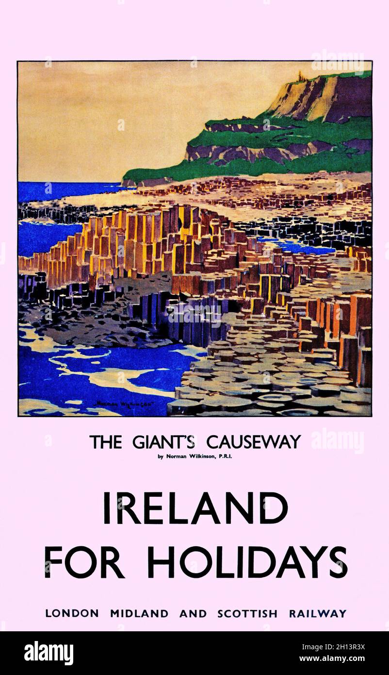A vintage LMS Railway advertising poster for The Giant's Causeway ...