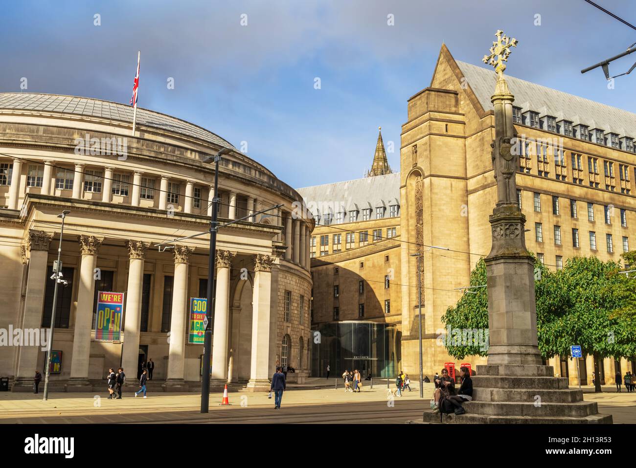 Historic buildings of Central Library and Manchester Town Hall as ...