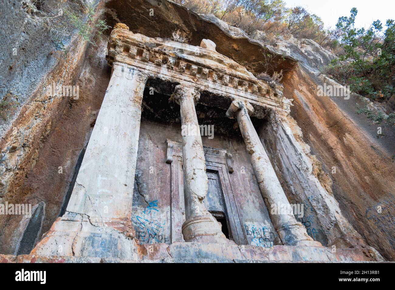 Tomb of Amyntas, the Fethiye Tomb. View of the tombs carved into the ...