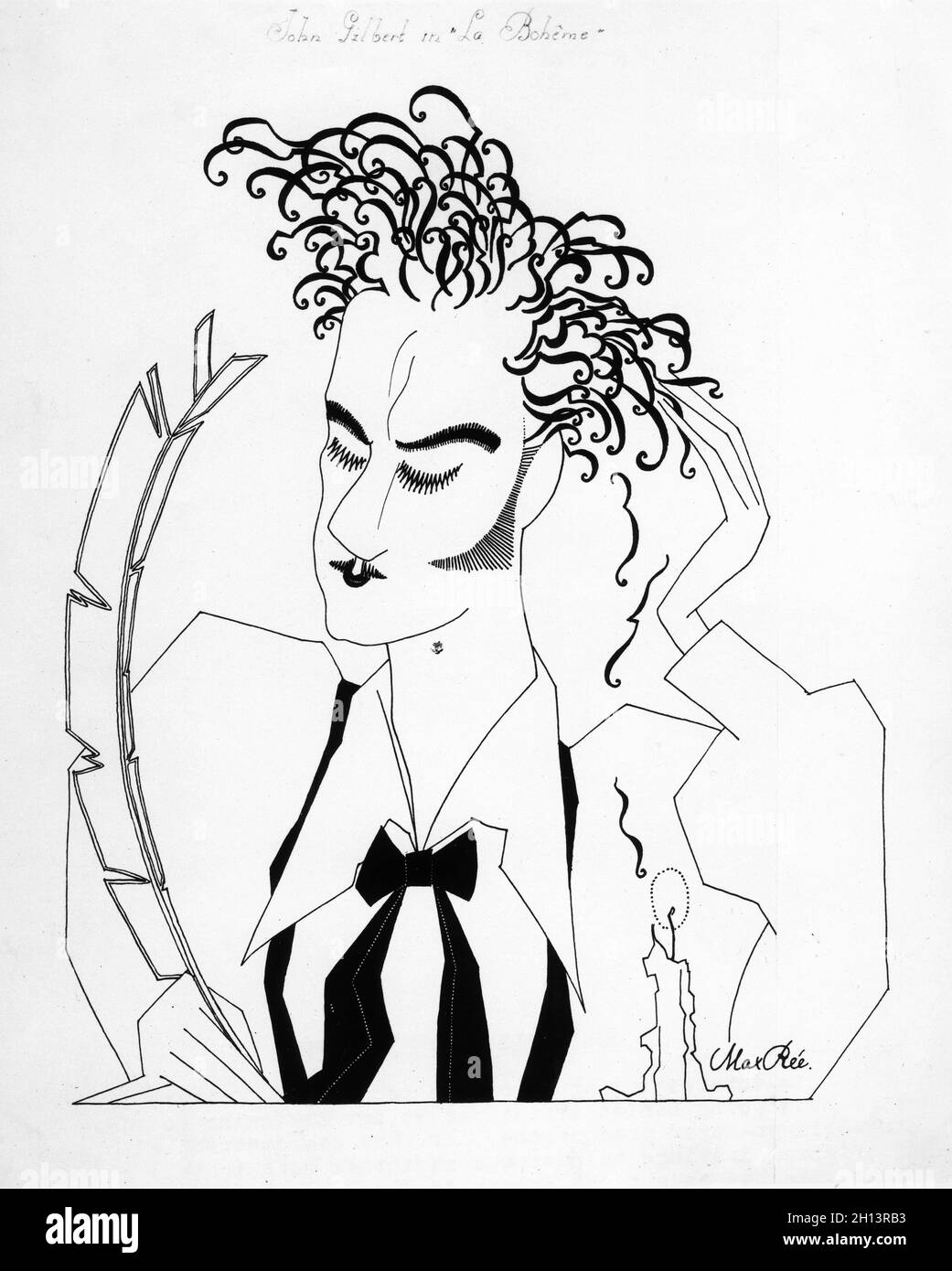 JOHN GILBERT as Rodolphe drawing by Danish Artist MAX RÉE publicity for ...