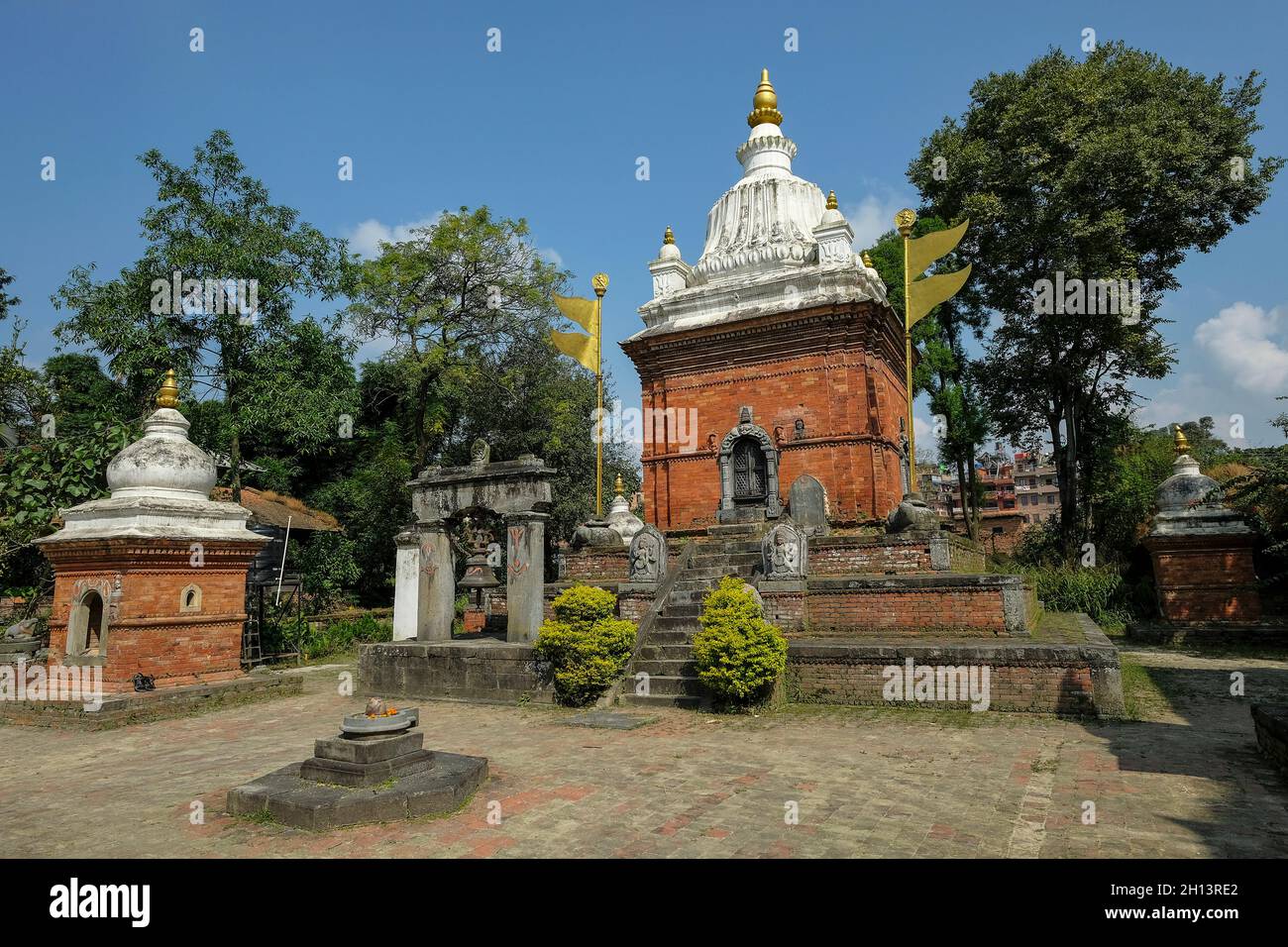 Hindu temple near the Hanumante river at Bhaktapur in the Kathmandu ...