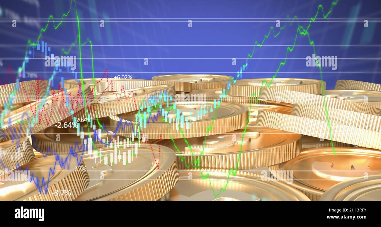 Image of red cubes with per cent sign over graphs and statistics Stock ...