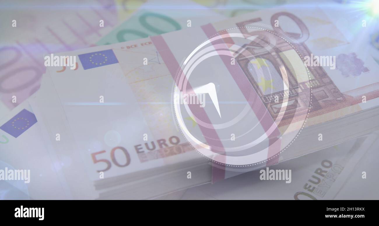 Image of a clock spinning over multiple euro bills Stock Photo - Alamy