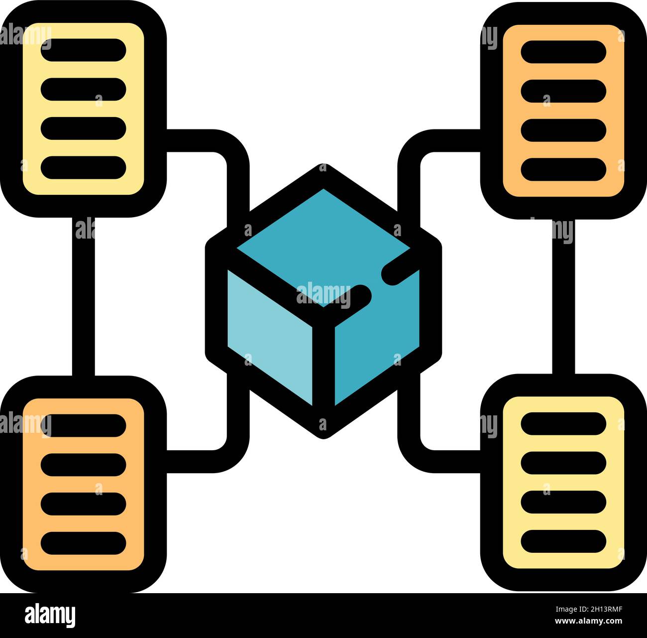 Blockchain network icon. Outline Blockchain network vector icon color ...