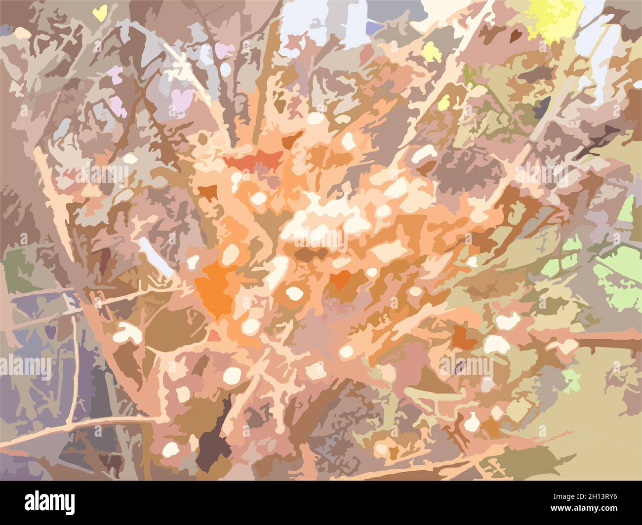 Orange-green plant motif for backgrounds and textures. Autumn bush ...