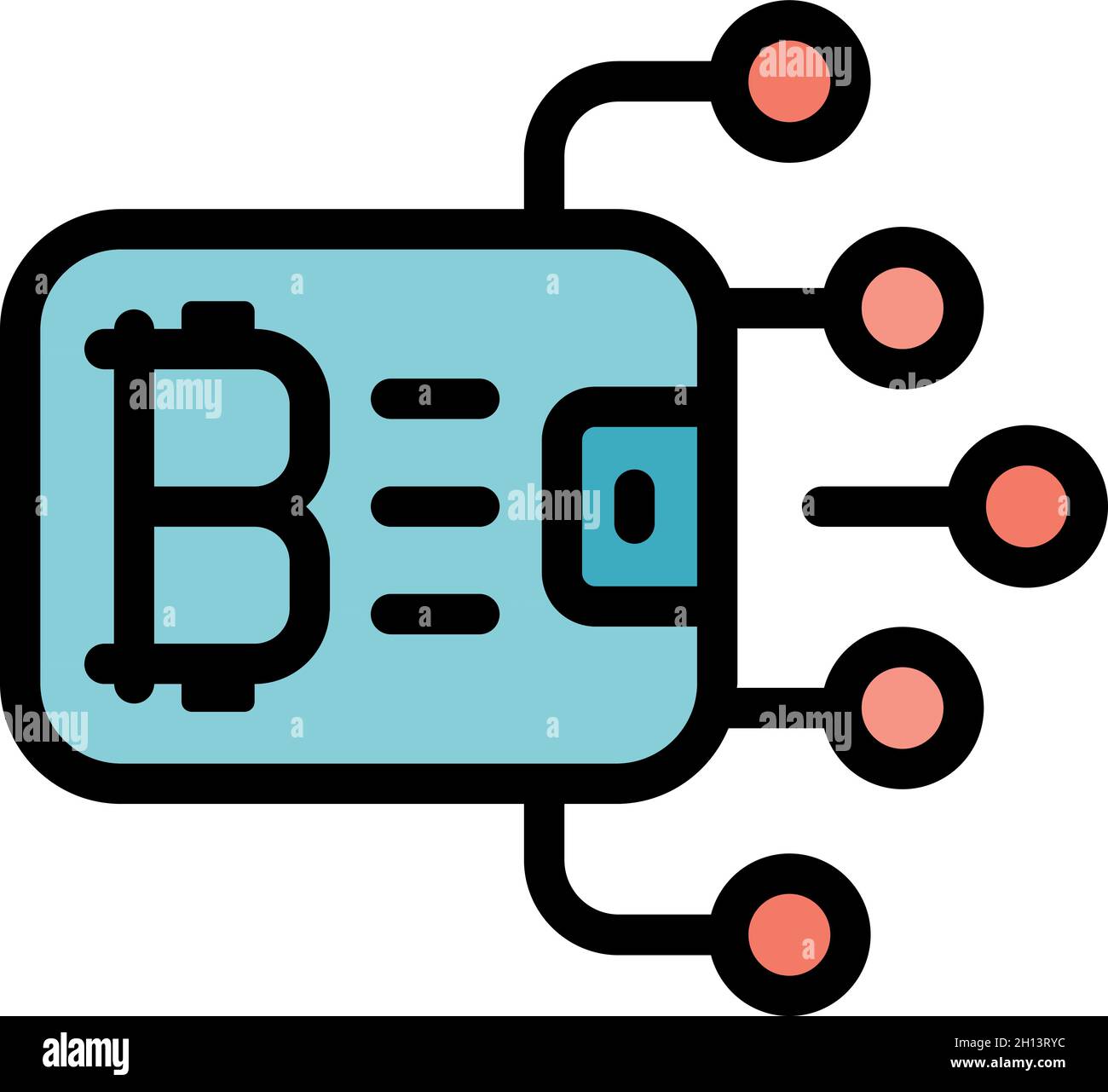 Blockchain online wallet icon. Outline Blockchain online wallet vector ...