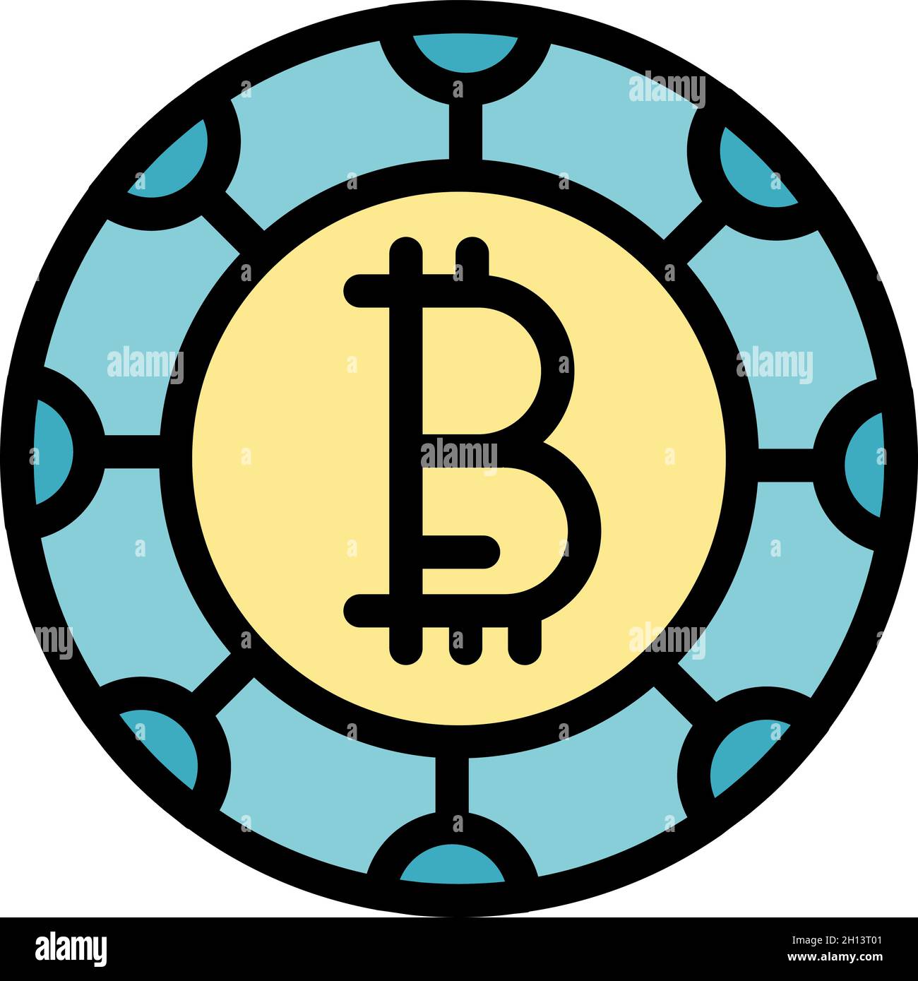 Bitcoin icon. Outline Bitcoin vector icon color flat isolated Stock ...