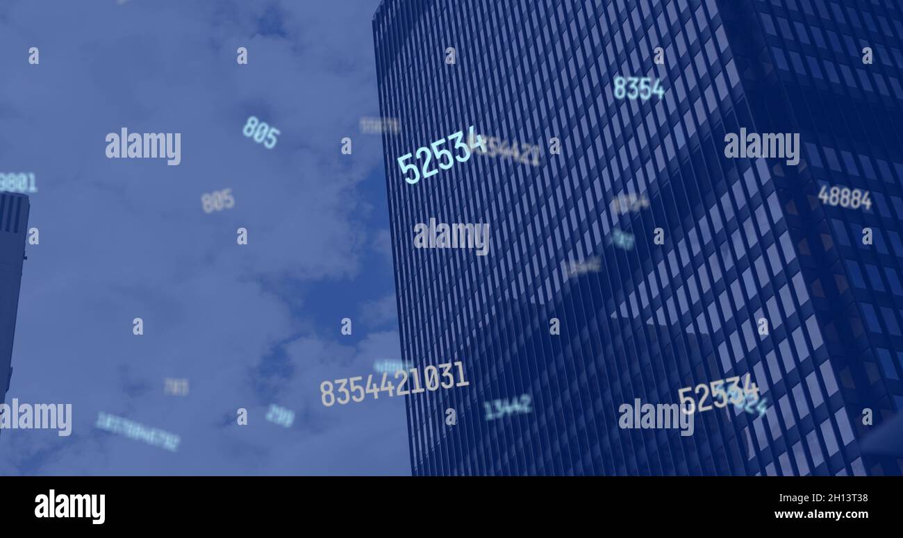 Image of falling numbers over cityscape Stock Photo - Alamy