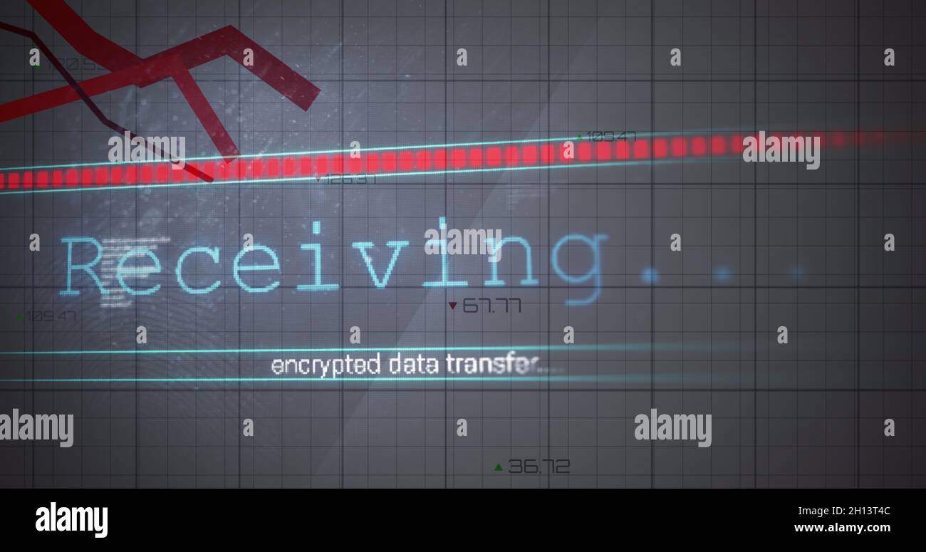 Image of red lines recording and data processing over grid Stock Photo ...