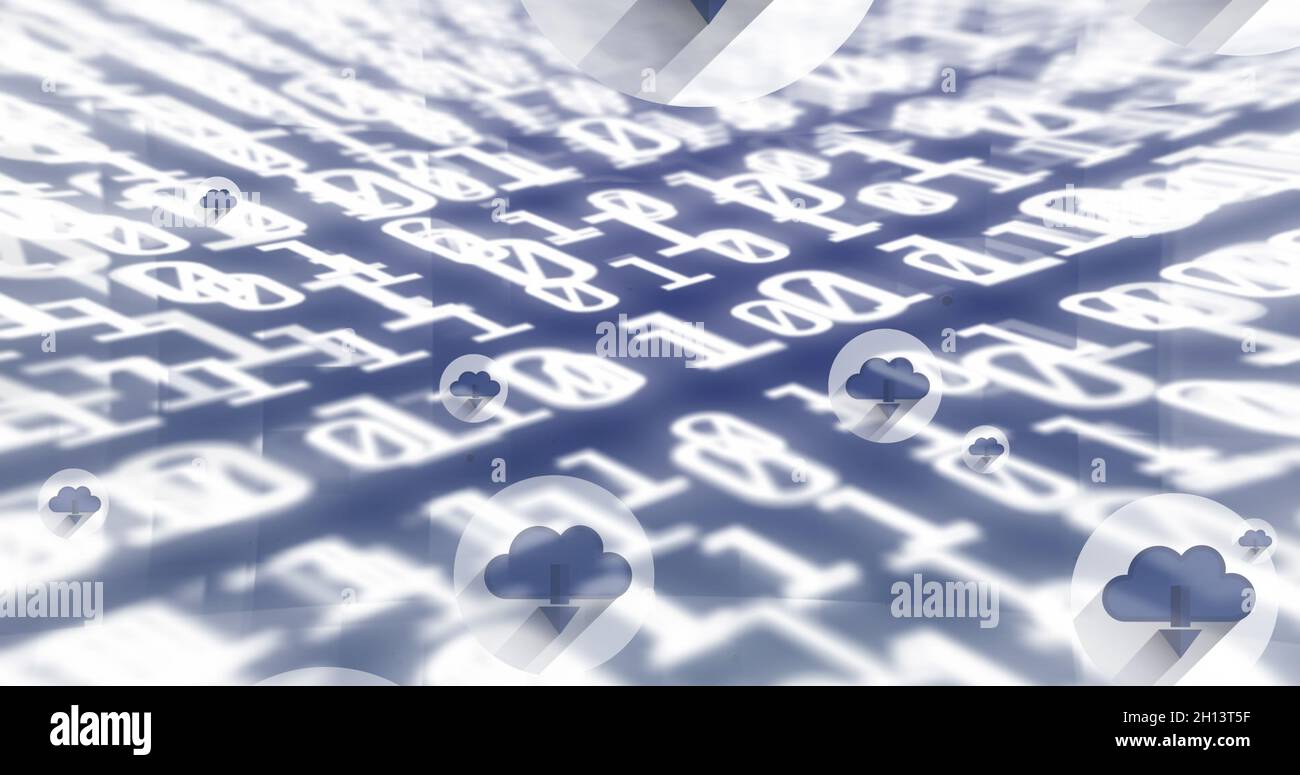 Image of cloud icon over binary coding Stock Photo - Alamy