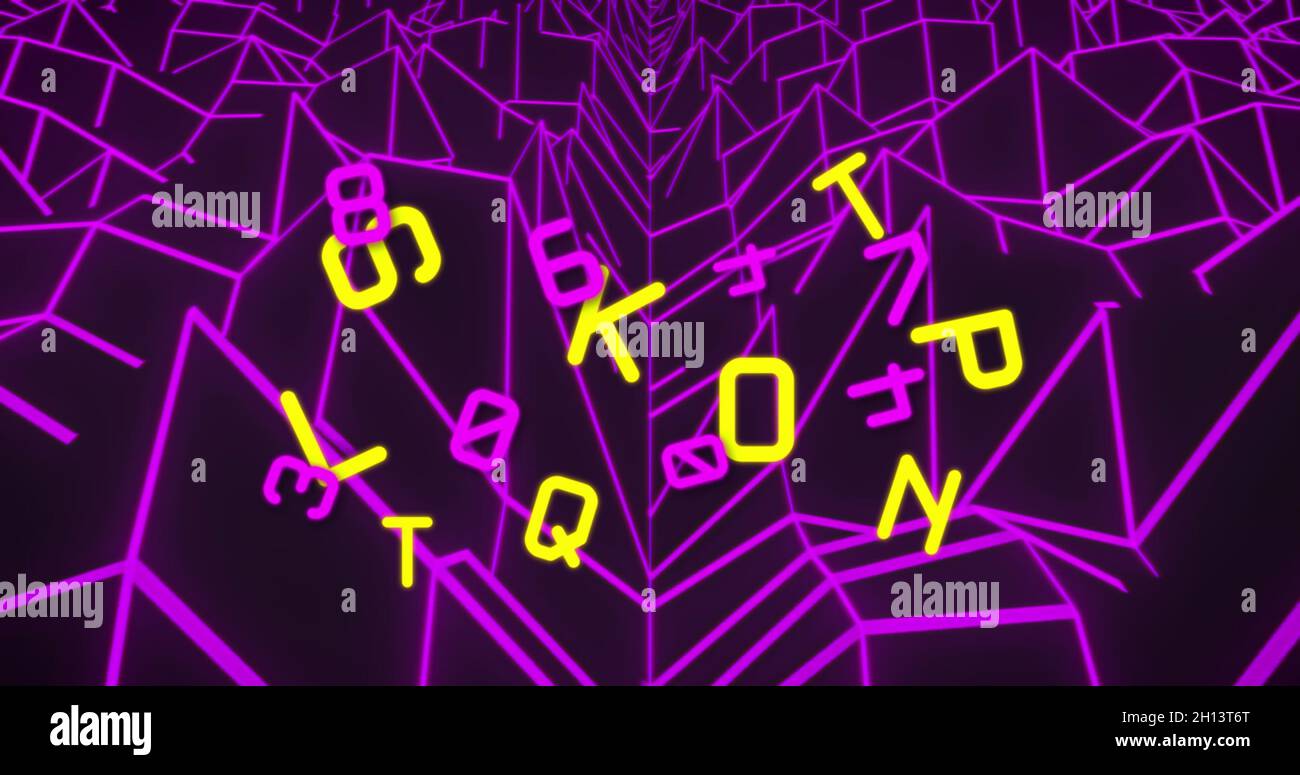 Image of falling numbers over digital map Stock Photo - Alamy