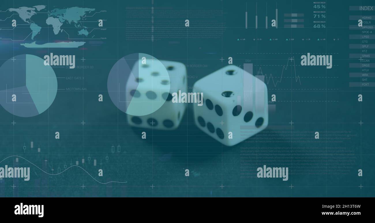 Image of financial data processing and statistics recording over two ...