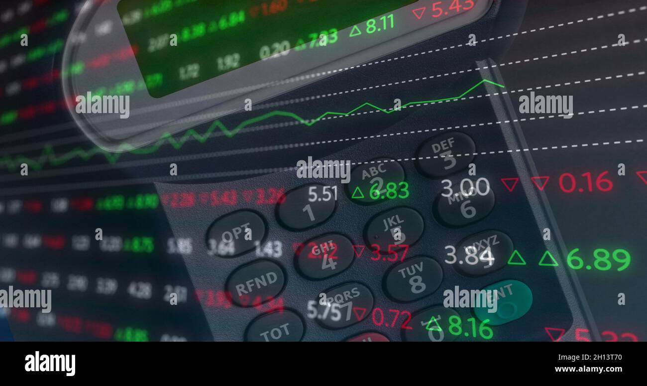 Image of financial data processing over credit card terminal Stock ...