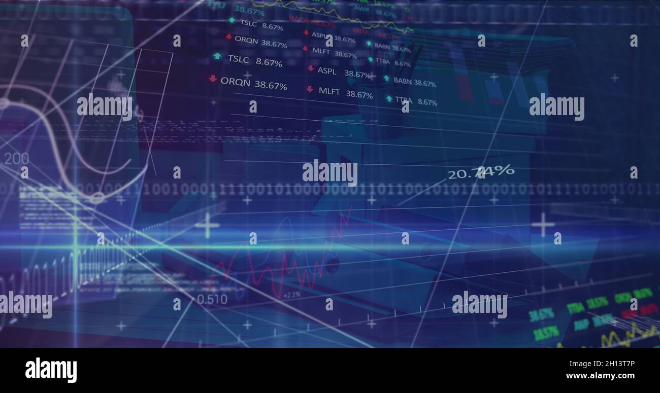 Image of financial data processing over document office files Stock ...