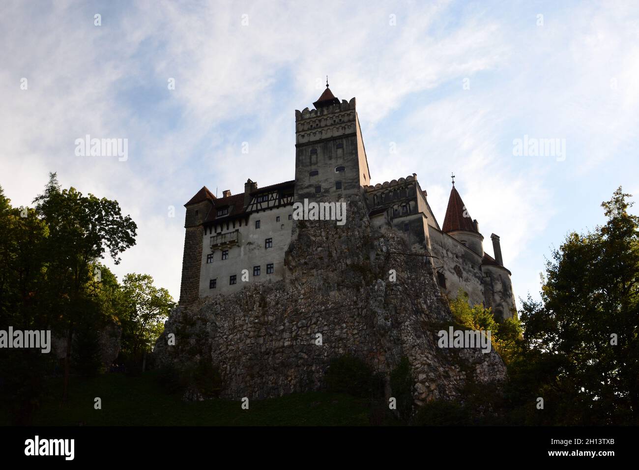 Back view of Bran Castle, the Dracula castle. Transylvania. Romania ...