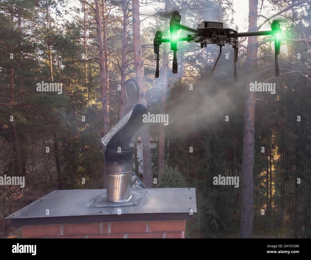 drone with a pollution sensor examines the air Stock Photo - Alamy