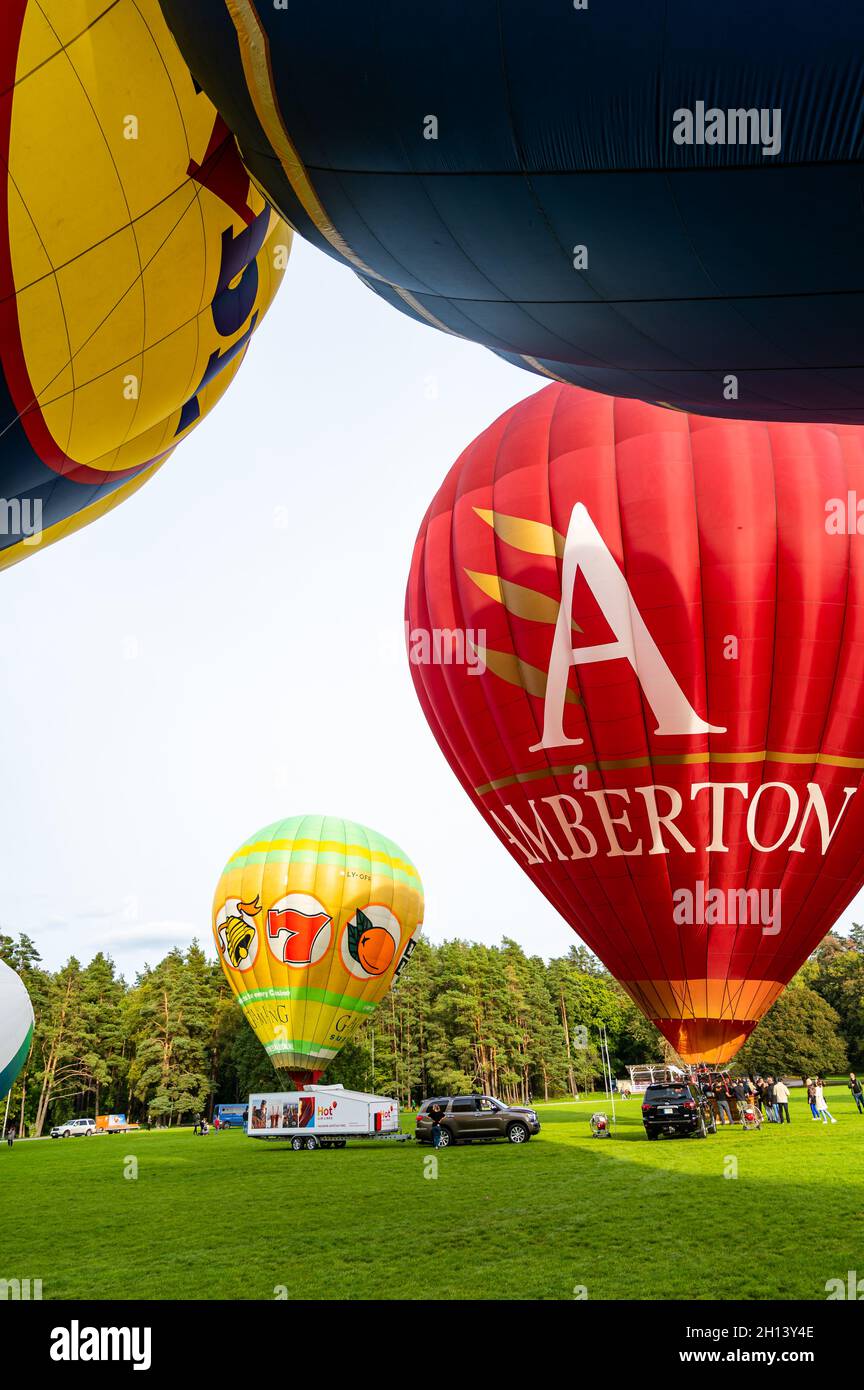Vilnius, Lithuania - September 14, 2021: Group of colorful hot air ...