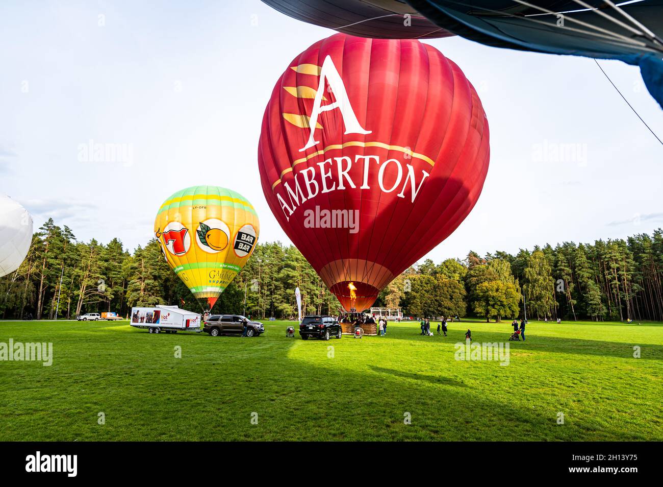 Vilnius, Lithuania - September 14, 2021: Group of colorful hot air ...