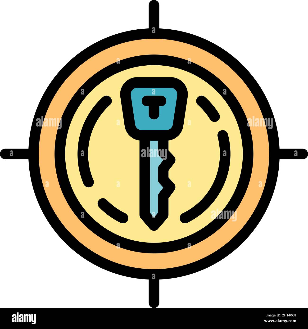 Target key icon. Outline target key vector icon color flat isolated ...