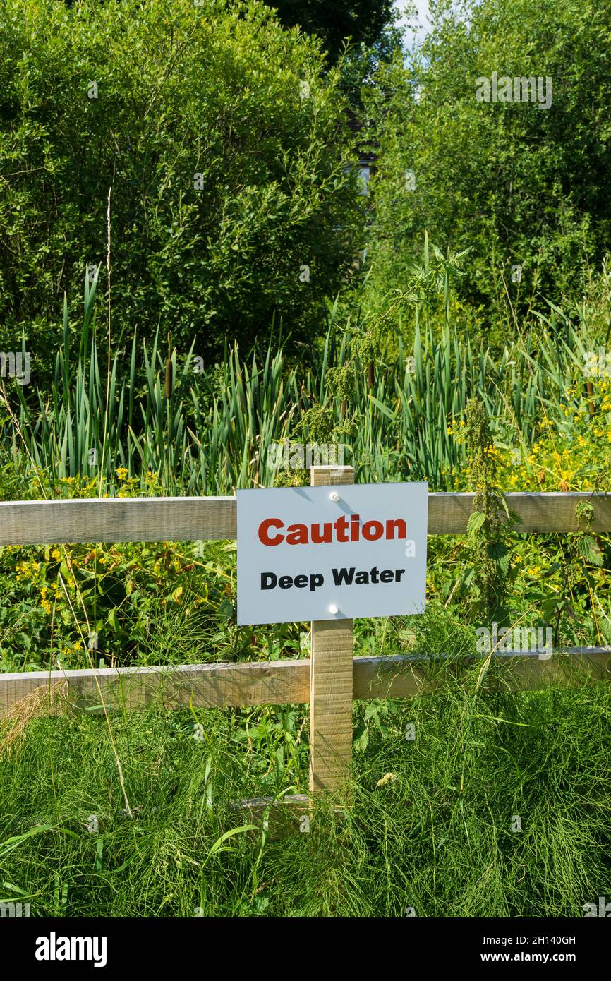 Caution Deep Water sign Stock Photo - Alamy