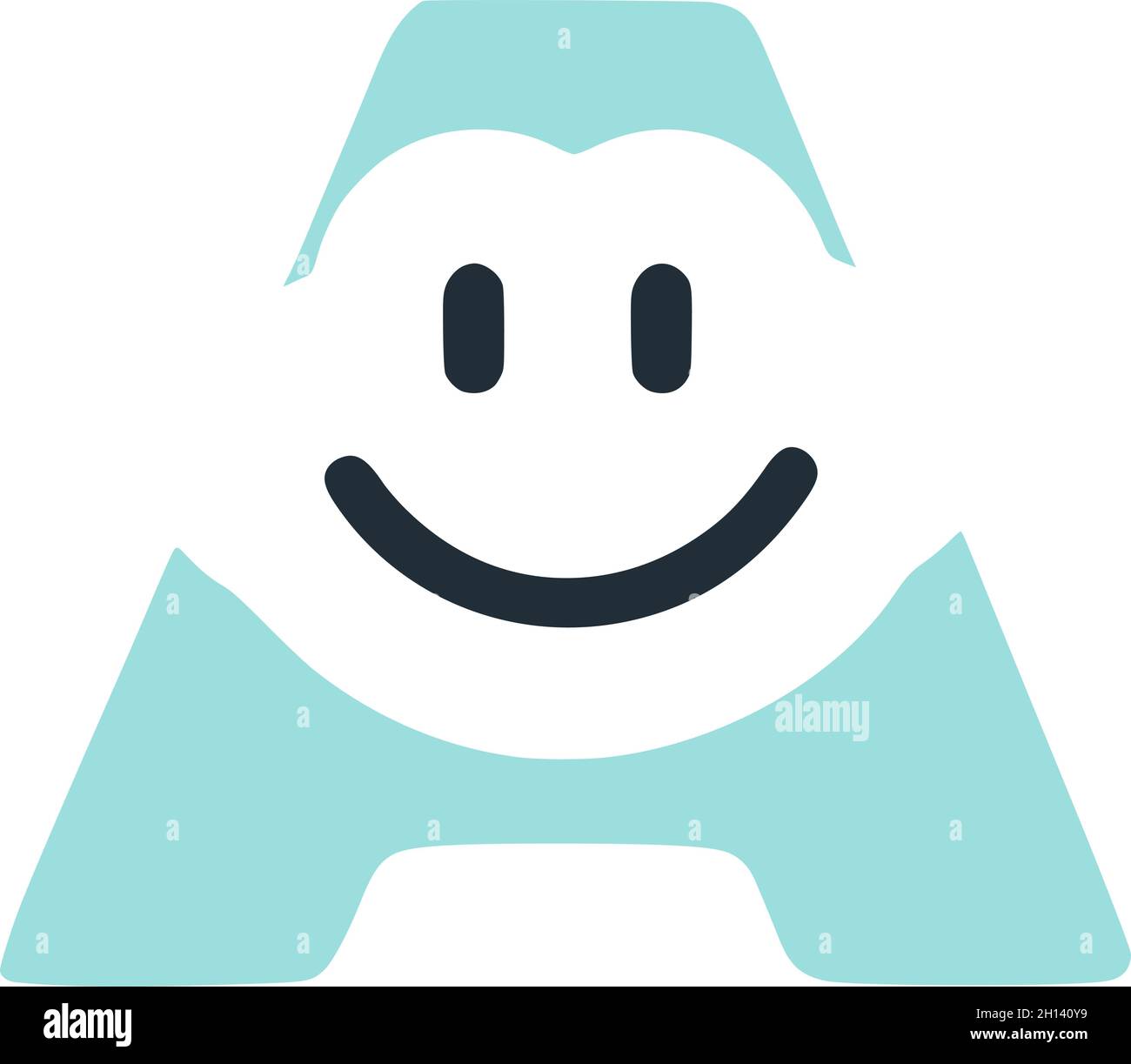 Letter A with a smile on the face character in flat style, smiley face ...