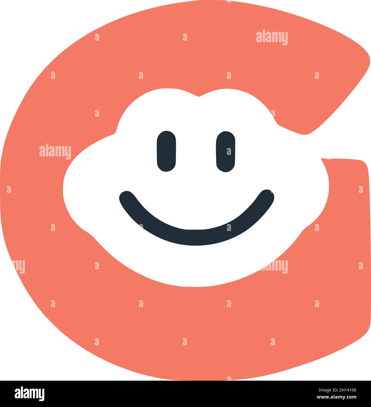 Letter G with a smile on the face character in flat style, smiley face ...