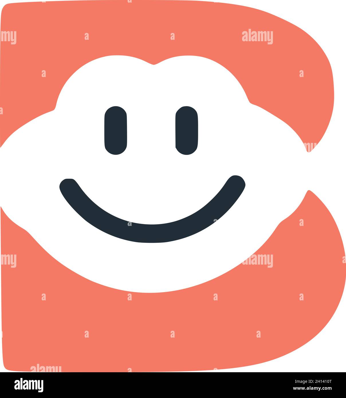 Letter B with a smile on the face character in flat style, smiley face ...