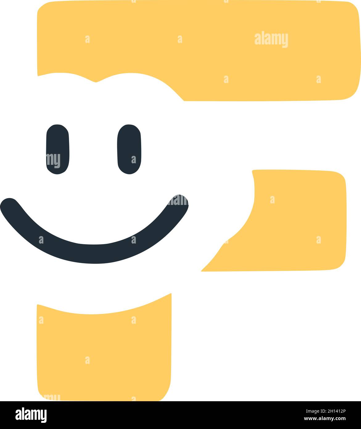 Letter F with a smile on the face character in flat style, smiley face ...