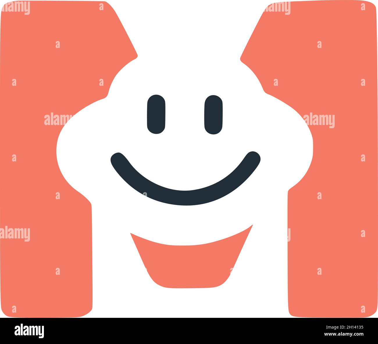 Letter M with a smile on the face character in flat style, smiley face ...