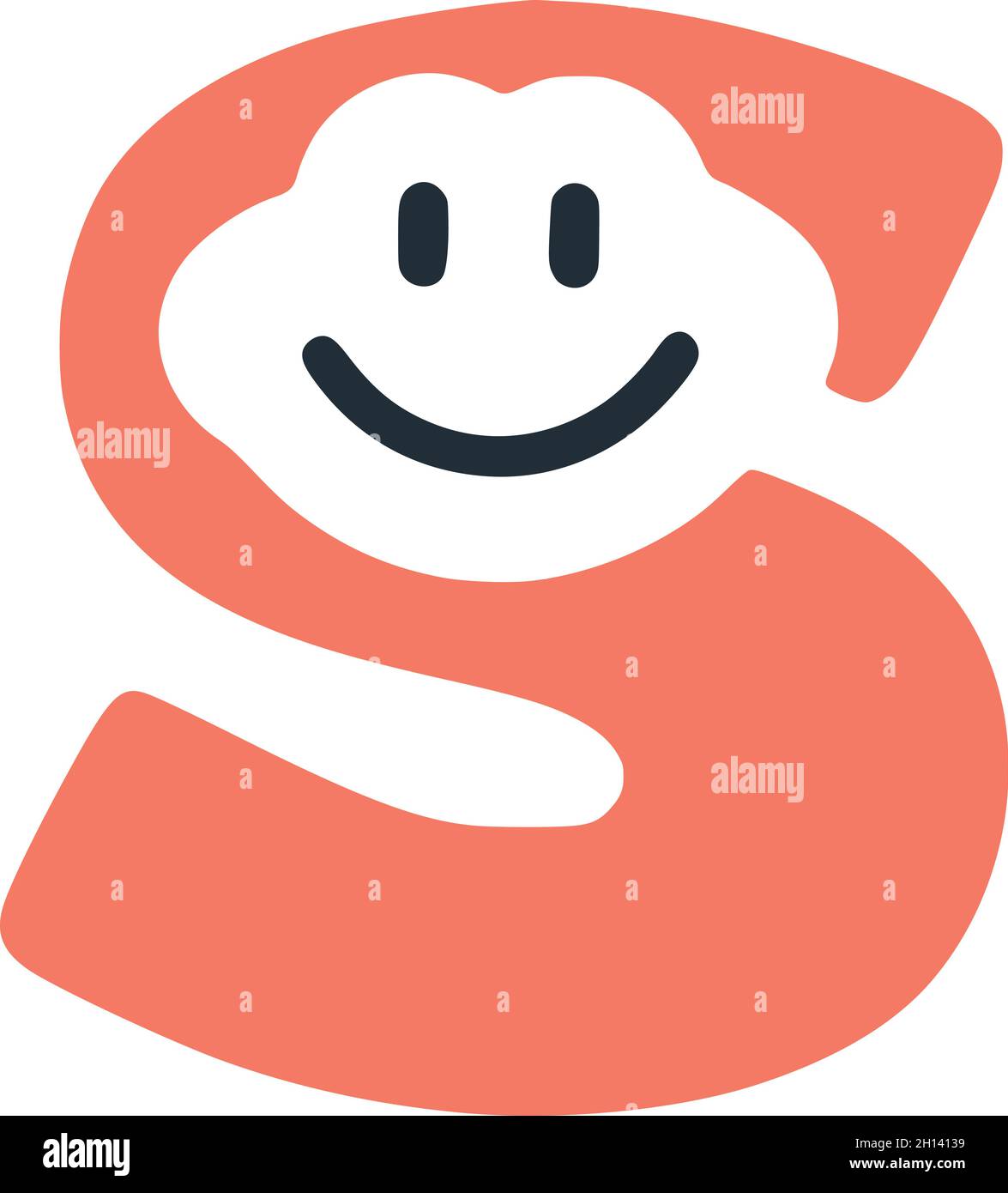 Letter S with a smile on the face character in flat style, smiley face ...