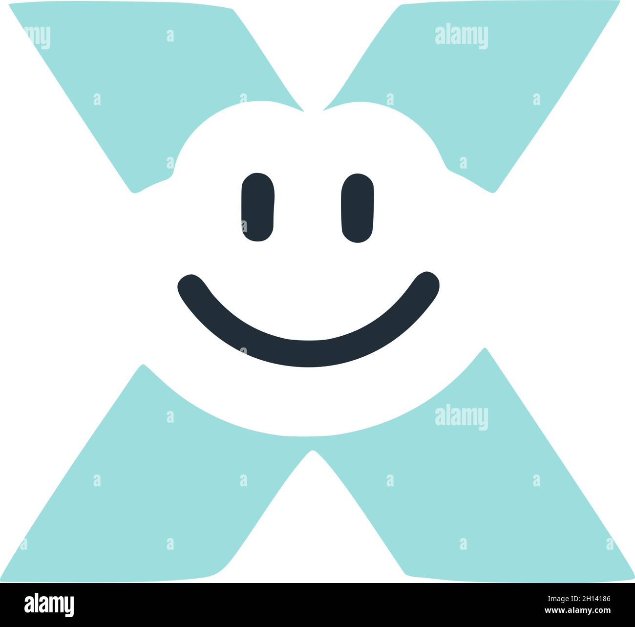 Letter X with a smile on the face character in flat style, smiley face ...