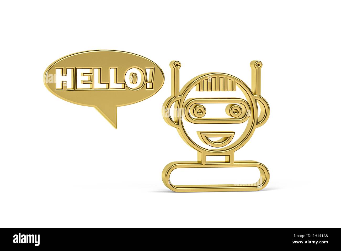 Golden 3d robot icon isolated on white background - 3d render Stock ...