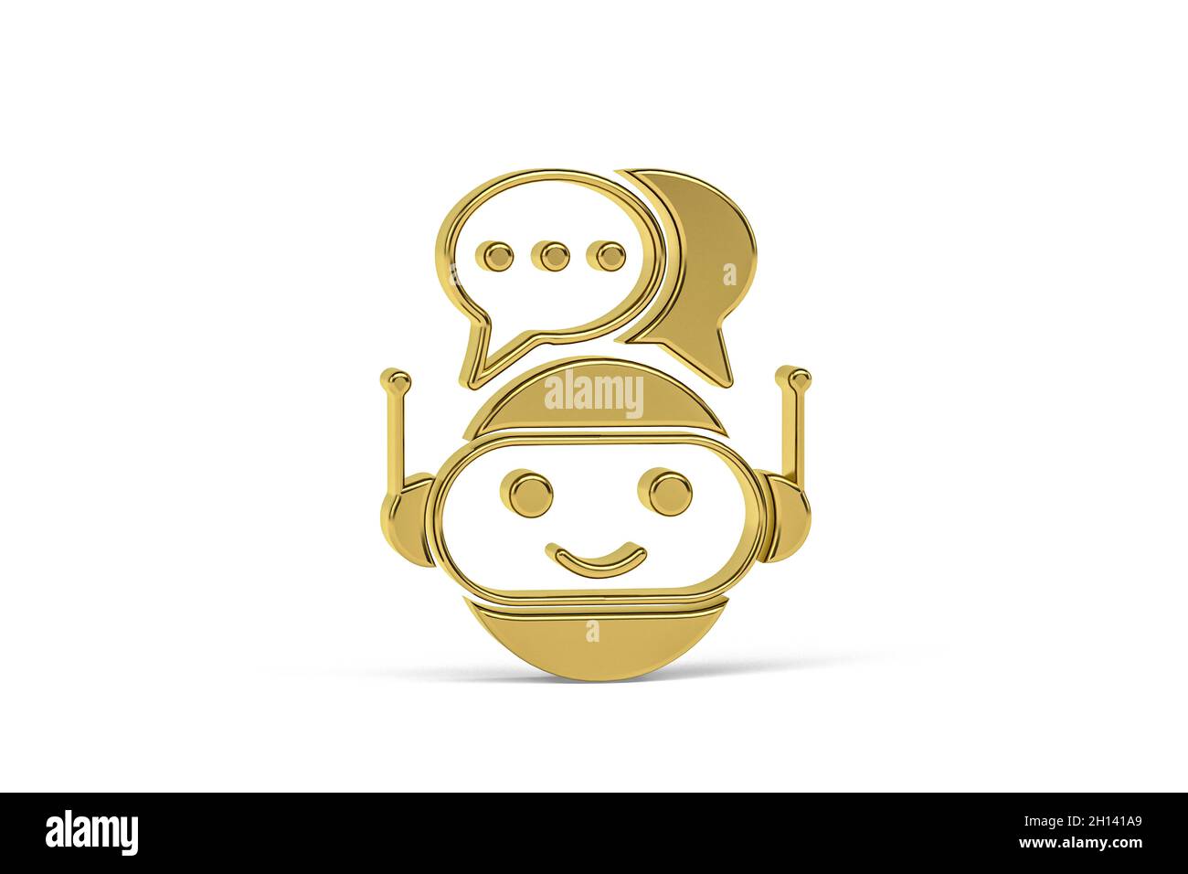 Golden 3d robot icon isolated on white background - 3d render Stock ...
