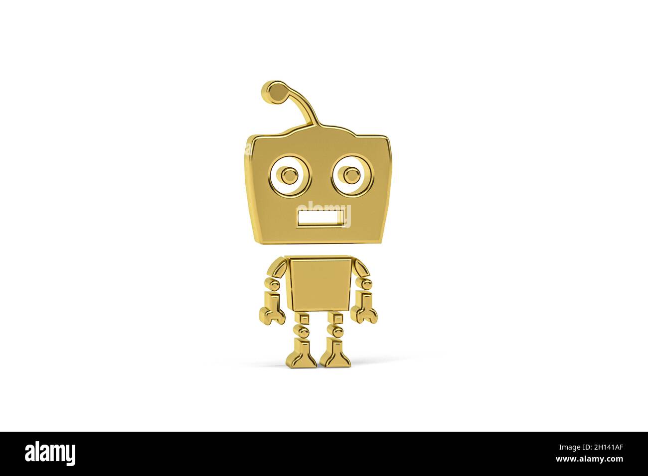 Golden 3d robot icon isolated on white background - 3d render Stock ...