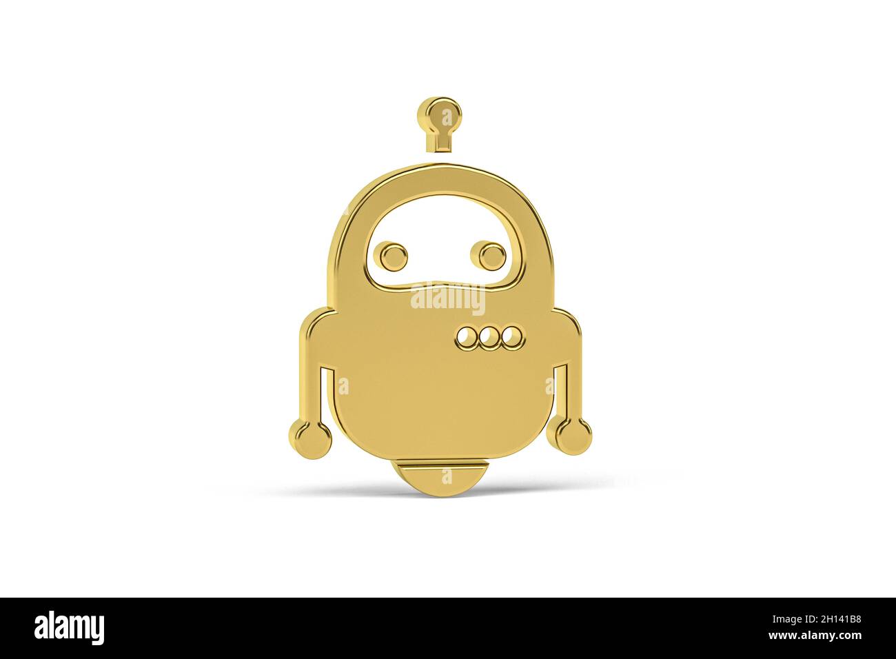 Golden 3d robot icon isolated on white background - 3d render Stock ...