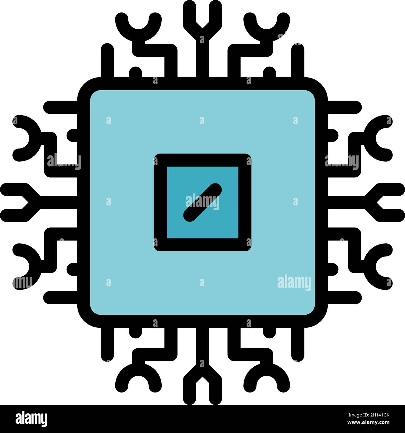 Processor interface icon. Outline Processor interface vector icon color ...
