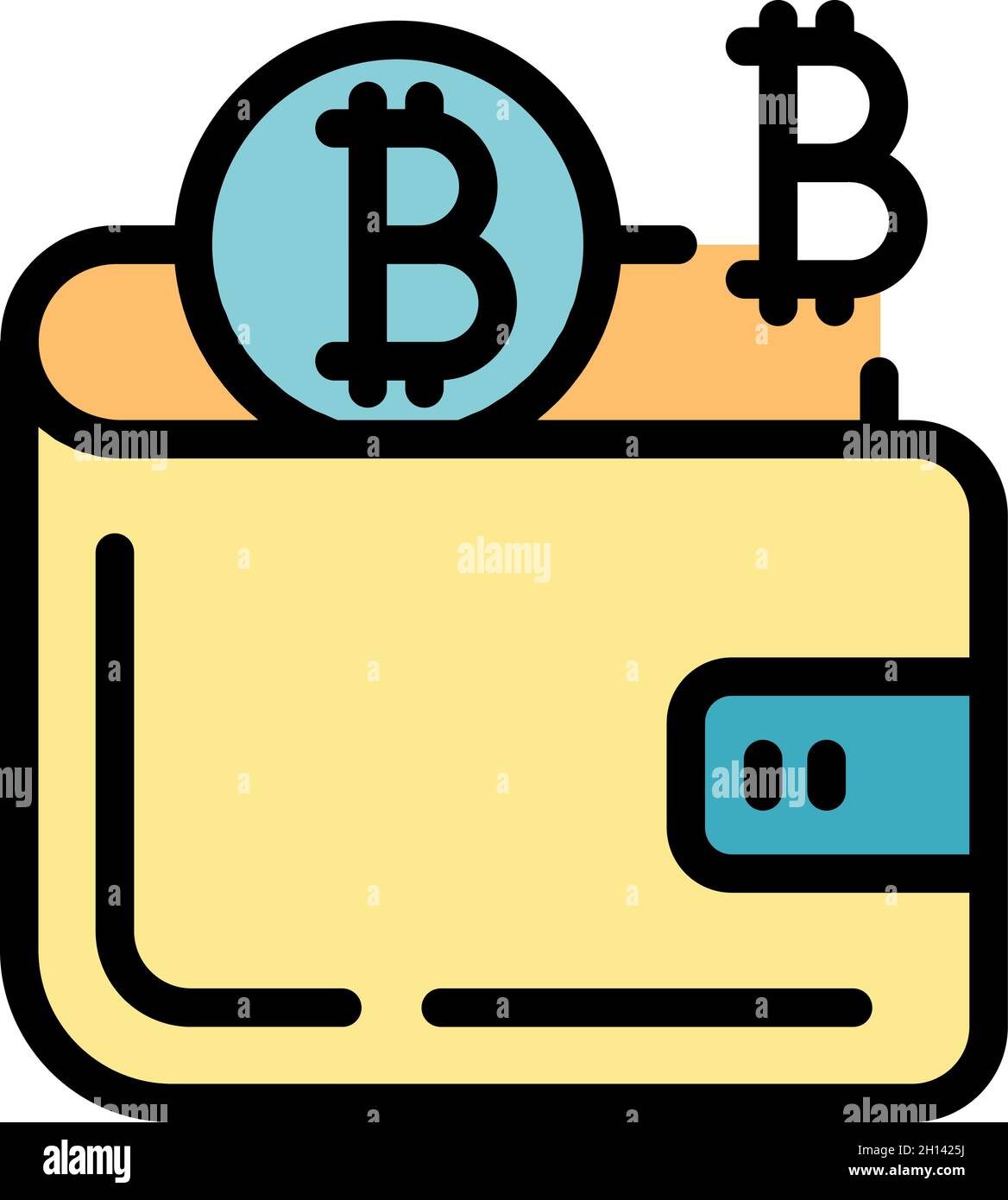 Blockchain wallet icon. Outline Blockchain wallet vector icon color ...