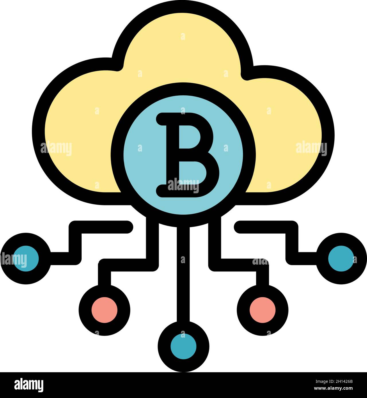 Blockchain digital cloud icon. Outline Blockchain digital cloud vector ...