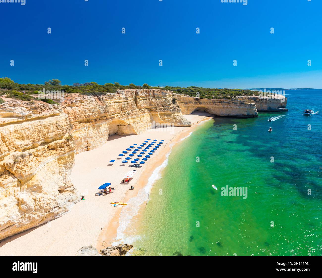 Aerial drone views of Praia da Marinha and Malhada do Baraco - beaches ...