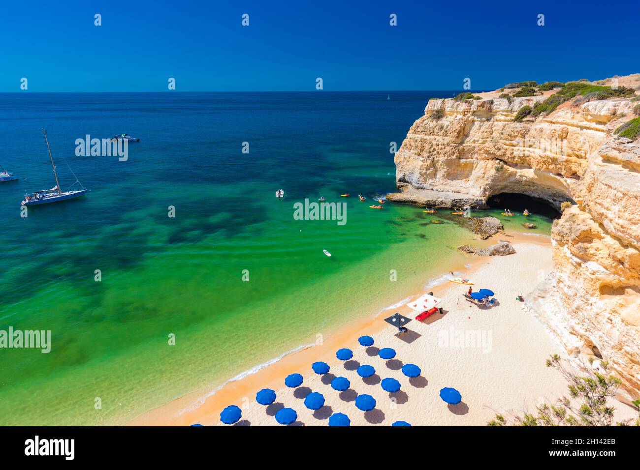 Aerial drone views of Praia da Marinha and Malhada do Baraco - beaches ...
