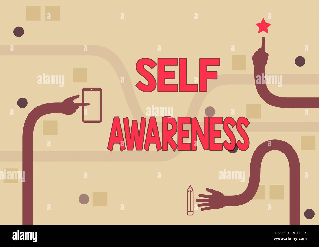 Hand writing sign Self Awareness. Conceptual photo Consciousness of a ...