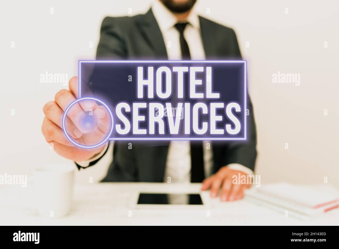 Text showing inspiration Hotel Services. Internet Concept Facilities ...
