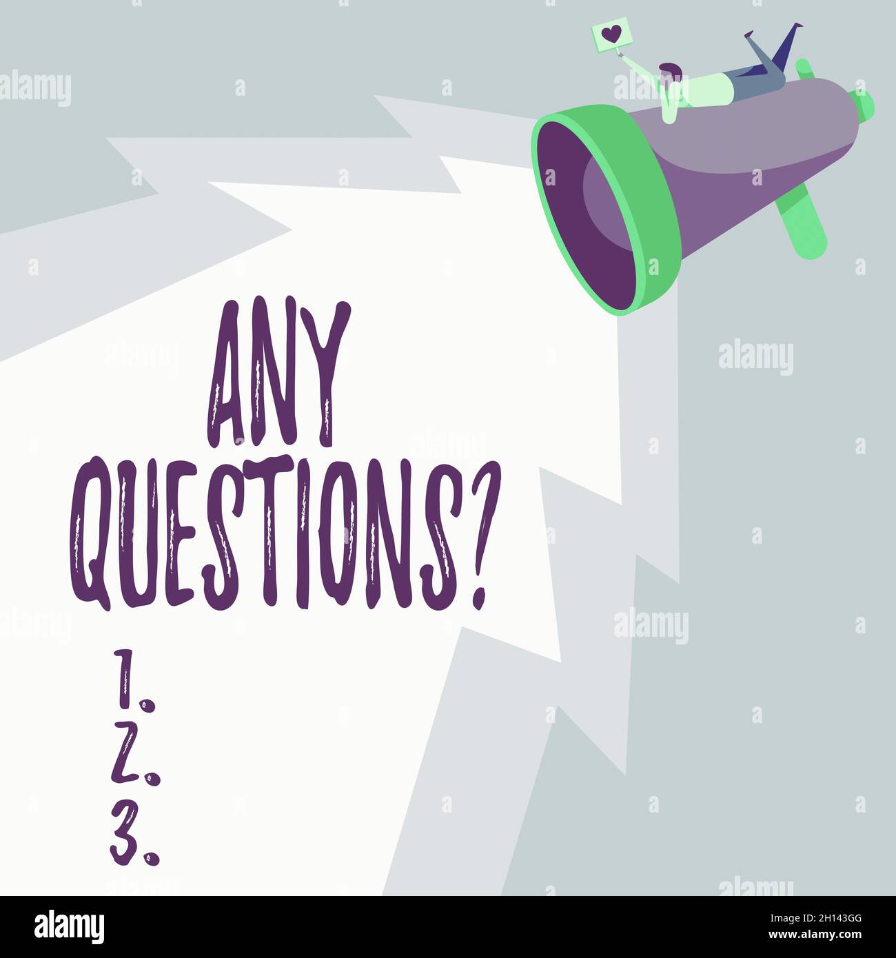 Hand writing sign Any Questions Question. Business concept you say ...