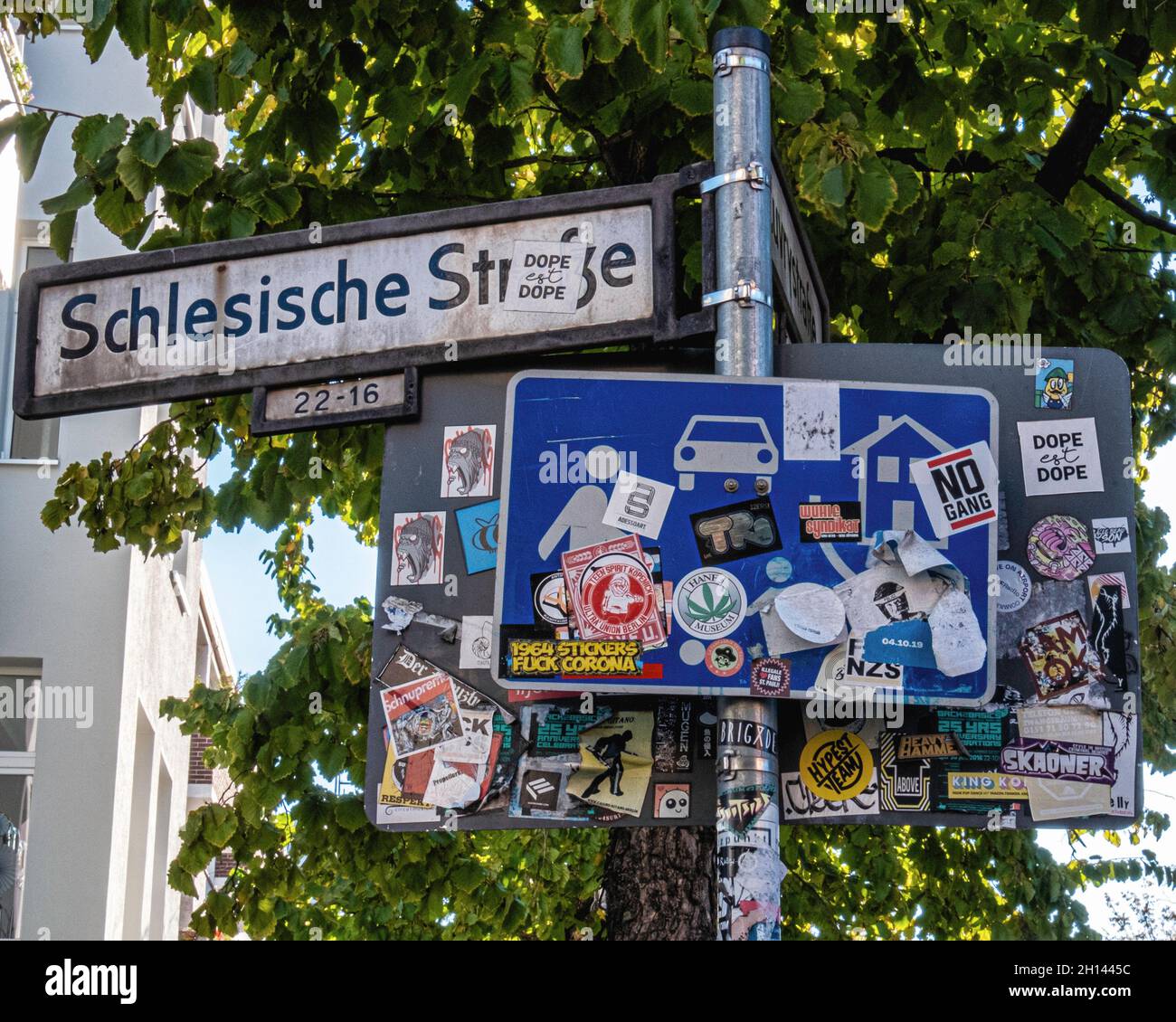 Sticker covered traffic sign hi-res stock photography and images - Alamy