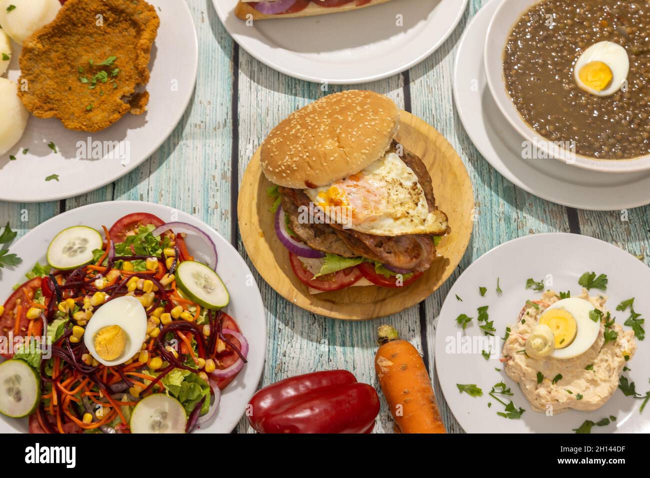Top view of a dinner table wit Stock Photo - Alamy