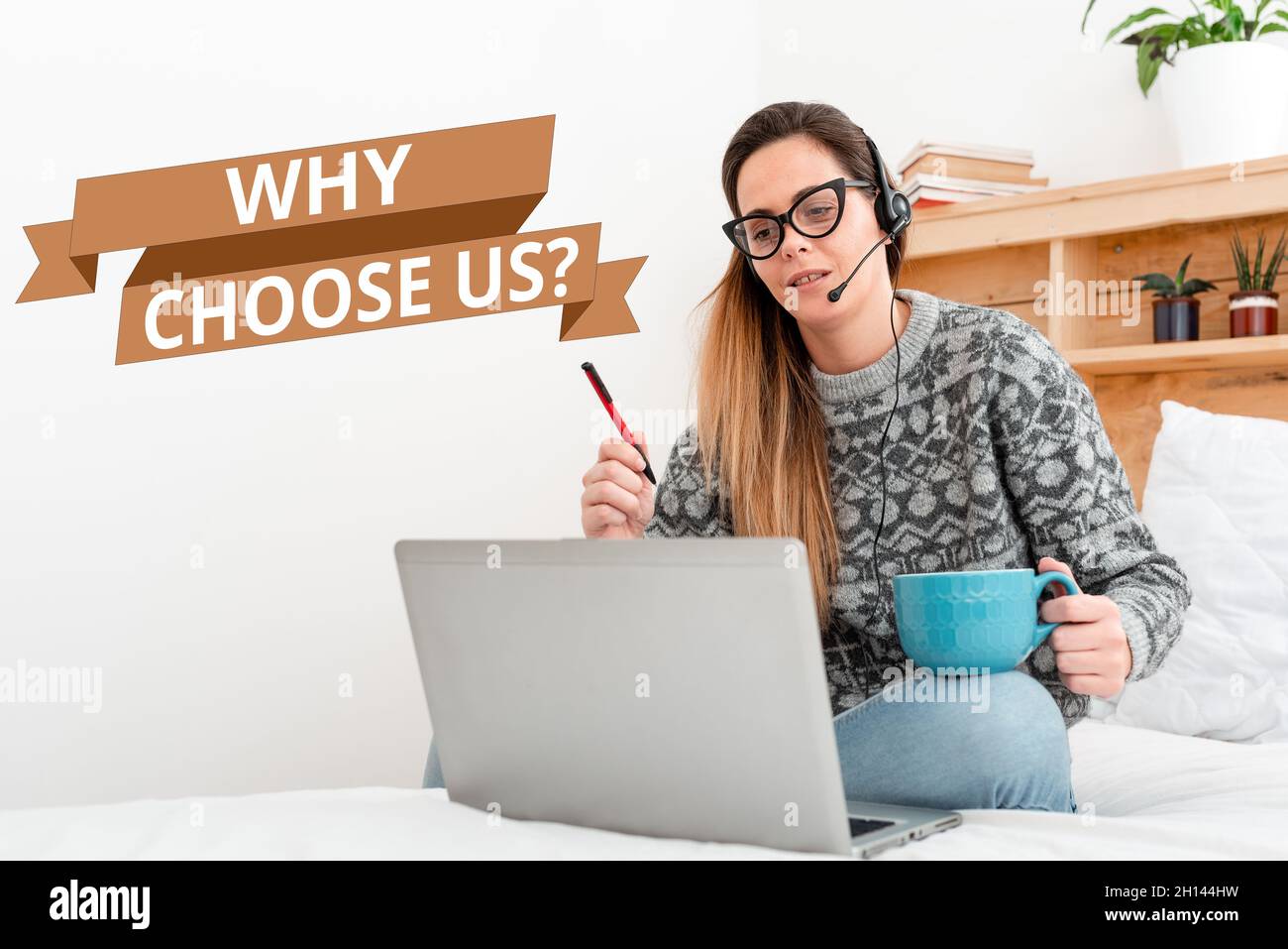 Text showing inspiration Why Choose Us Question. Business approach list ...