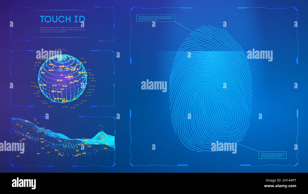 Touch id digital personal identifier. Personal data privacy id concept ...