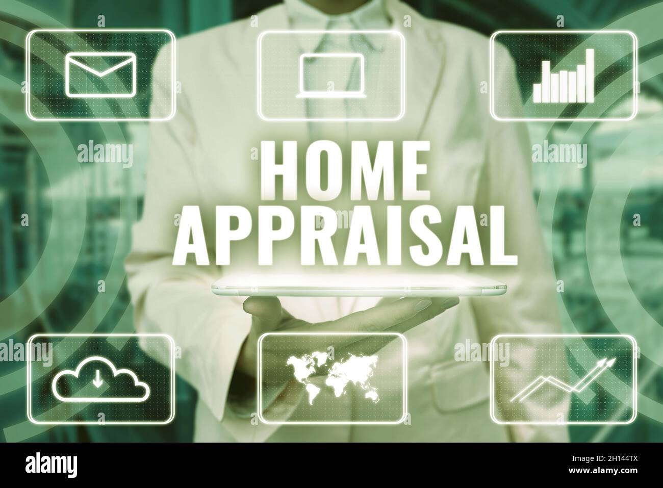 Hand writing sign Home Appraisal. Word Written on Determines the real ...
