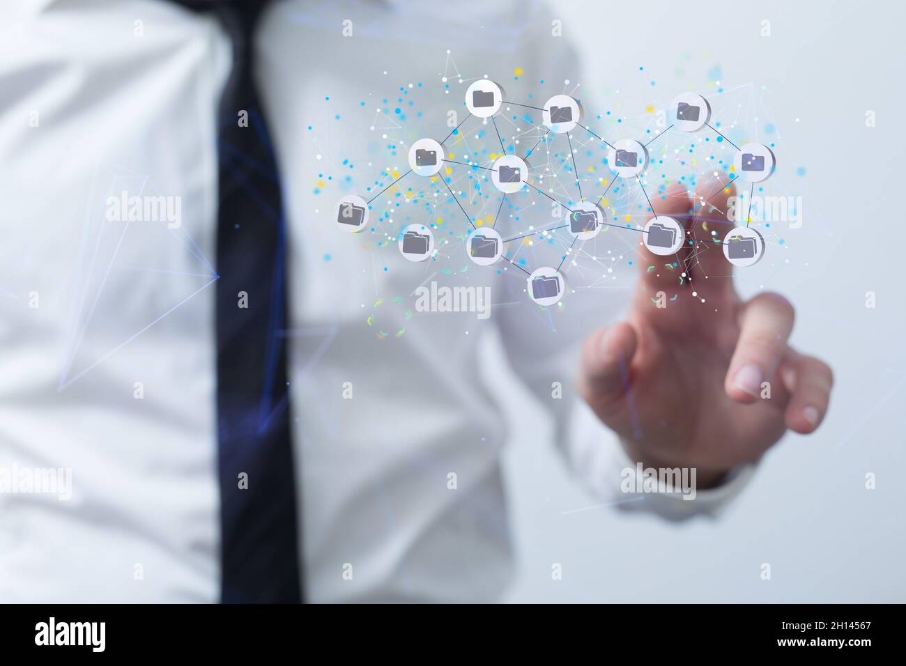 Data Internet infrastructure concept on the background of a businessman ...