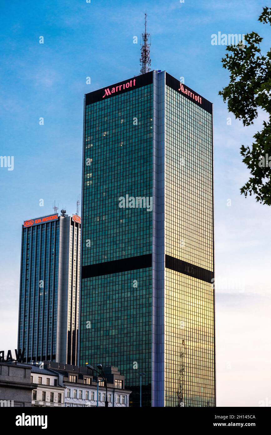 Warsaw, Poland - September 1, 2018: Luxury Marriott hotel and ...